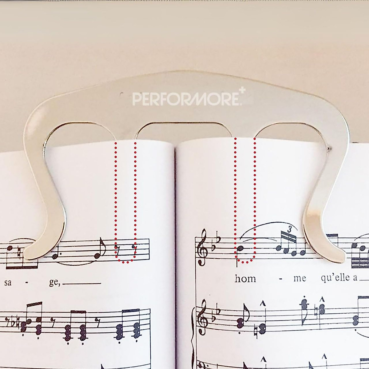 Performore Metal Sheet Music Book Clip and Page Holder for Sheet Music Stand, Piano, Book, Keyboard, Musician, Nickel Plated Bookmark with Velvet Storage Carrying Bag Included (1 Pack)