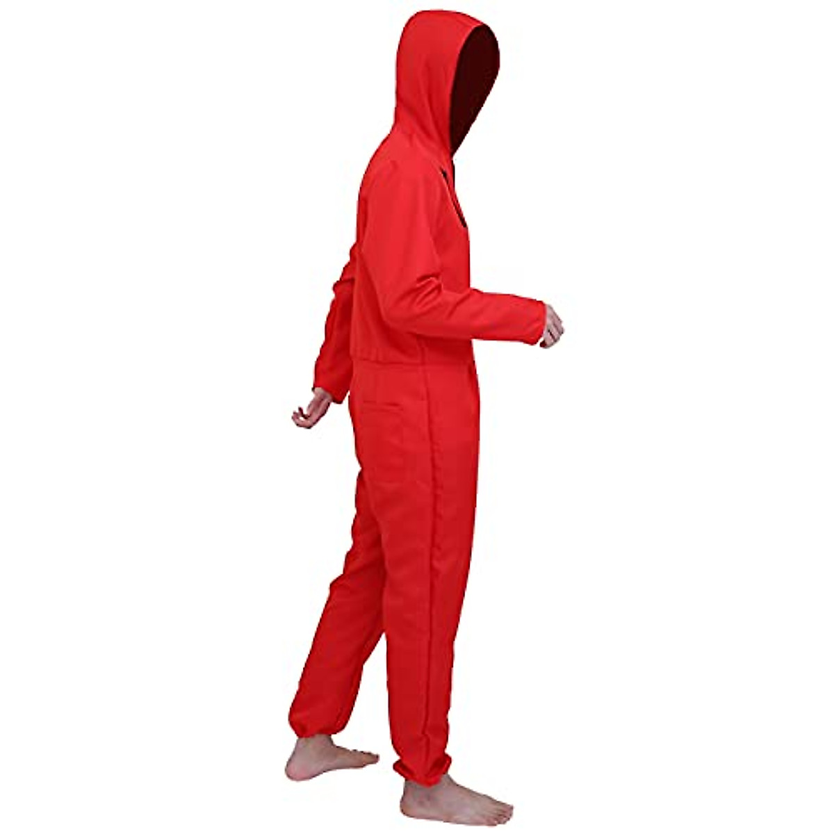 Angelaicos Unisex Red Jumpsuits Mask Costume Halloween Party Coverall (Large, Full Set)