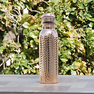 Ancient Impex Hammered Pure Copper Water Bottle Joint Free With Ayurvedic Benefited 100% Pure And Leak Proof Bottle 33.84 Us Fl Ounce Capacity