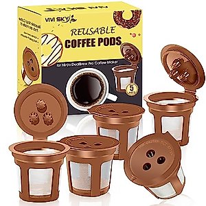 VIVI SKY Reusable Coffee Filter for Ninja Coffee Maker, 4 cone Coffee Maker Filter #4 for Ninja Dual Brew Coffee Maker Ninja Coffee Accessories (5* K Cups)
