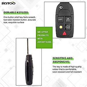 SCITOO Key Fob Shell Replacement fit for Volvo C70 S90 V90S40 S60 S80 V70 XC70 XC90 2X 5 Button LQNP2T-APU