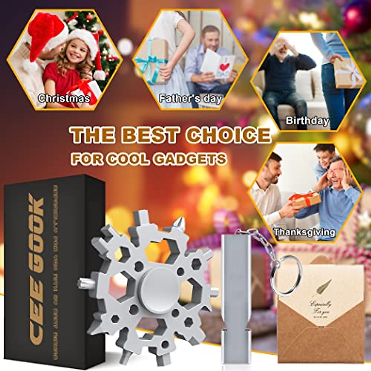 Stocking Stuffers for Men Adults Kids, 24-in-1 Snowflake Multitool, Cool Gadgets for Men, Funny Christmas Gifts for Men, Unique Gifts for Anniversary Husbands, Boyfriends, Teens