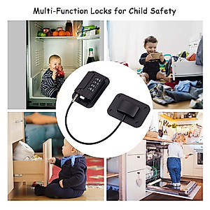 Yormorr 2 Pack Refrigerator Lock Combination Coded, Fridge Lock for Kids Safe, Child Safety Cabinet Window Locks, Baby Door Lock with Strong Adhesive, Black