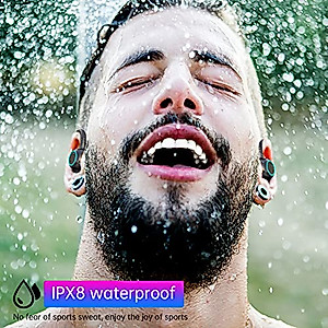 True Wireless Earbuds, Bluetooth 5.1 Sport Headphones, Over-Ear Buds with Earhooks, IPX8 Sweatproof Running Earphones Built in Mic Noise Cancelling Headset with Charging Case for Workout Gym (Black)