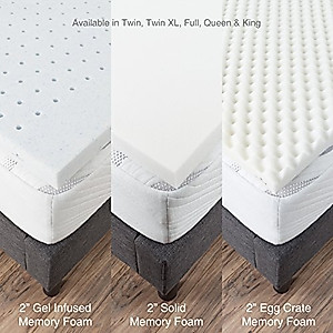 Gel Infused Memory Foam Mattress Topper- 2 Inch King Size Memory Foam Mattress Pad with Ventilation for Support, Cooling, and Comfort by Bluestone