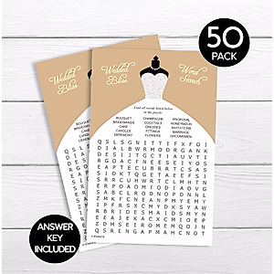 All Ewired Up Wedding Word Find/Search Game - Bridal Shower - Champagne Silver Wedding Dress (50-Sheets)