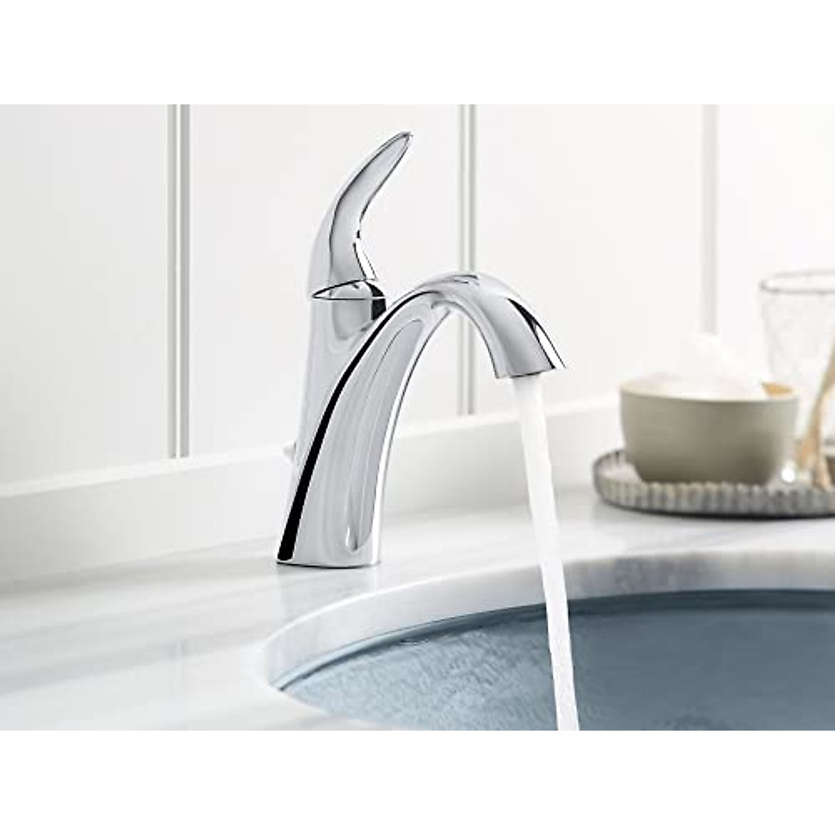 KOHLER K-45800-4-CP Alteo Handle Single Hole or Centerset Bathroom Faucet with Metal Drain, One Size, Polished Chrome