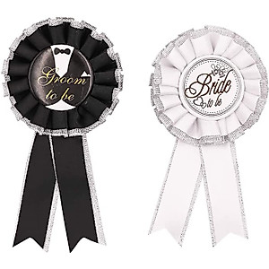 CoolerthingsDG,White Bride to be Badge and black Groom to be badge, Tinplate Badge Pin Girls Hen Night Out Bridal Shower Wedding Bachelorette Party Accessories, Bride To Be Satin Button, Polyester