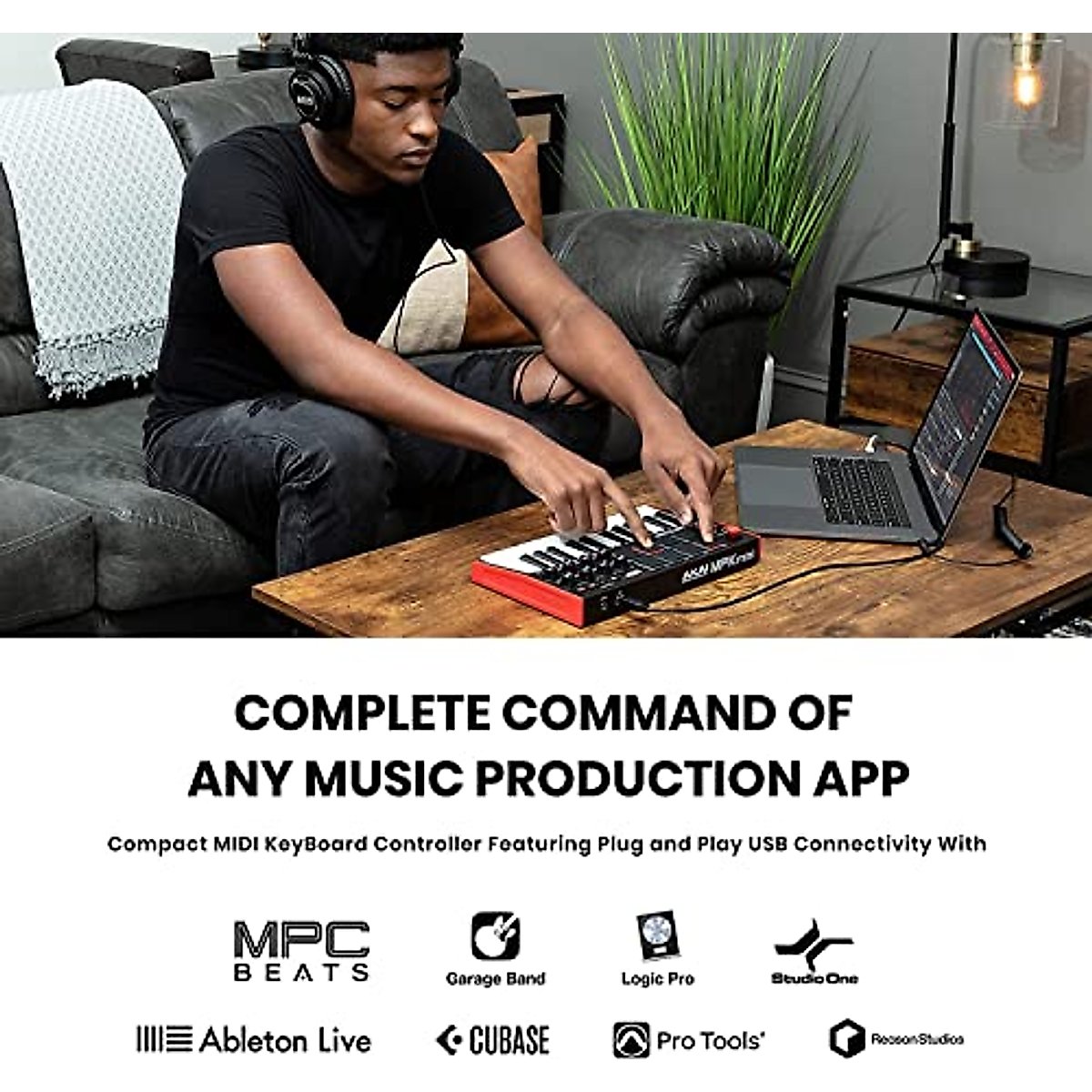 AKAI Professional MPK Mini MK3 - 25 Key USB MIDI Keyboard Controller With 8 Backlit Drum Pads, 8 Knobs and Music Production Software Included
