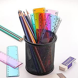 ZZTX Color Plastic Ruler Straight Ruler Measuring Tool 6 Inch Ruler Set Rulers Bulk 3 Pack