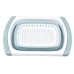 ChenTeng 1PCS Collapsible Colander, Collapsible Strainer Over The Sink, Collapsible Strainers and Colanders with Extendable Handles, Colander Collapsible for Pasta/Vegetable/Fruit (6-Quart, White)