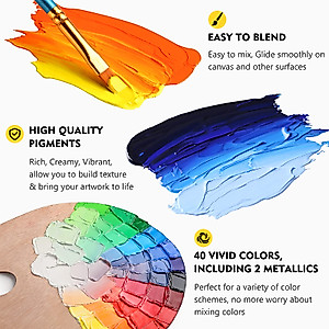 Magicfly Professional Oil Paint Set, 40 Tubes (18ml/0.6oz) including Classic, Metallic Gold, Silver & 3 White Colors, Rich Vibrant, Non-Toxic Oil Paints for Canvas Painting, Oil Paint Supplies for Artists, Hobby Painters and Beginners