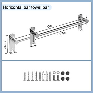 zmnklry Bathroom Towel Rack, 28In Adjustable Bathroom Towel Bar, Stainless Steel Towel Bar, Owel Holder for Bathroom Wall