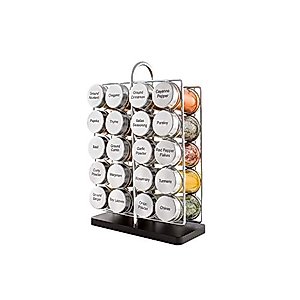 orii 20 Jar Spice Rack Stainless Steel Filled with Spices - Standing Rack Shelf Holder & Countertop Spice Rack Tower Organizer for Kitchen Spices with Free Spice Refills for 5 Years