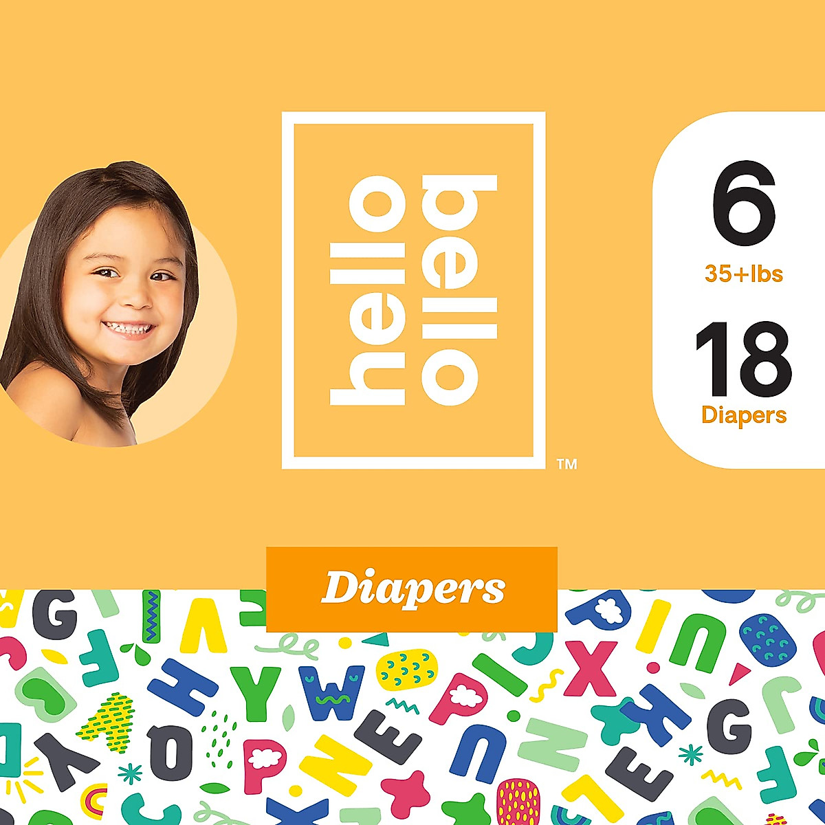 Hello Bello Diapers, 18 Count, Alphabet Soup Design, Size 6