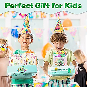 Toys for 3 Year Old Boys Girls, 36 PCS Colorful Wooden Sorting Stacking Rocks, Sensory Toys for Toddlers 3-4 Montessori Building Blocks for Kids Ages 4-8, Preschool Learning Activities for Home School