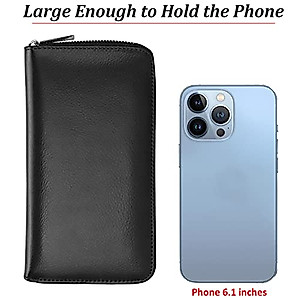 Easyoulife Womens Genuine Leather Credit Card Holder Wallet RFID Secure 36 Slots (36 Card Slots - Black)