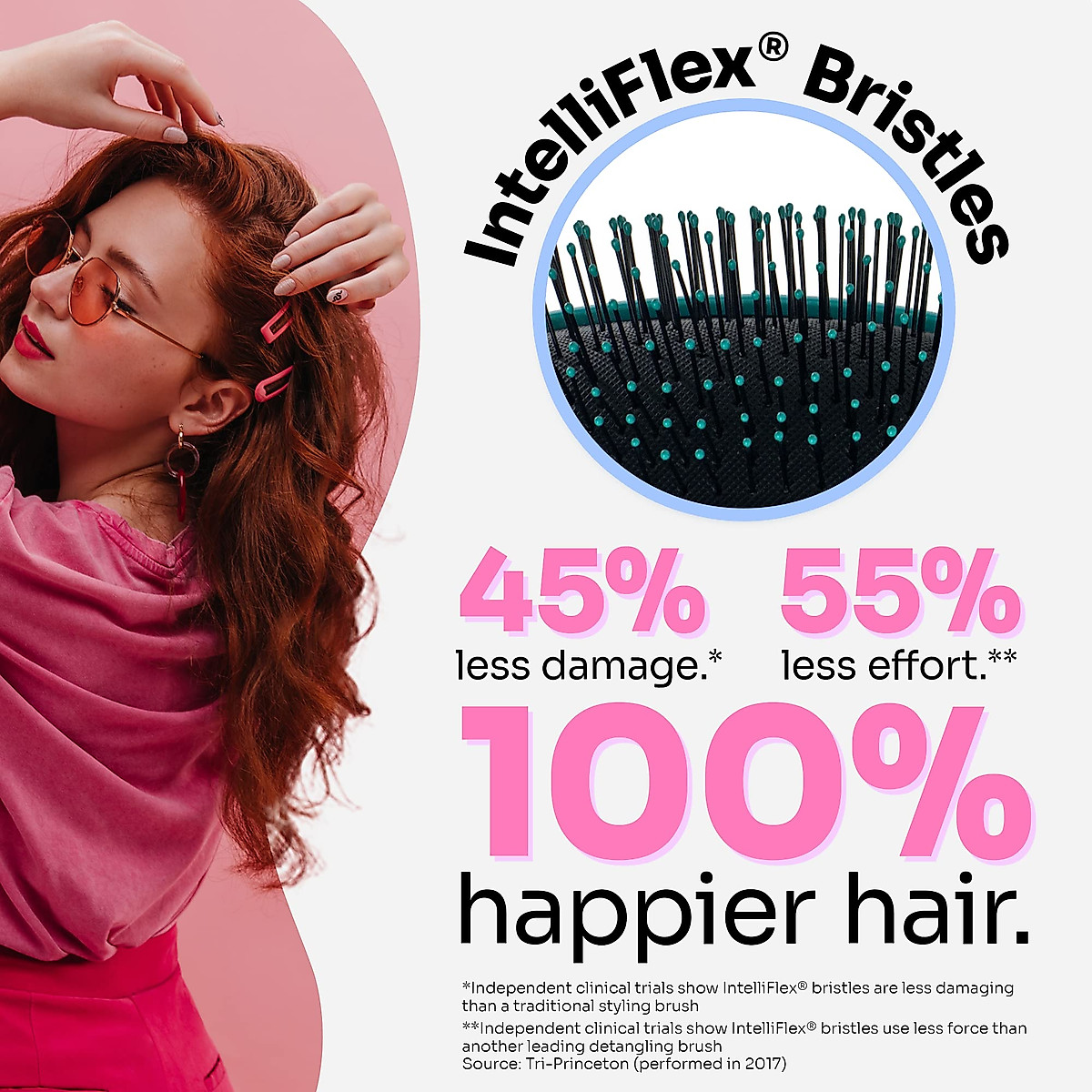 Wet Brush Detangler Hair Brush & Built-In Cleaner Combo, Teal - Detangling Brush with Intelliflex Bristles for Knots, and Tangles - Anti-Static Snag-Free Hair Brush for Split-Ends & Hair Breakage