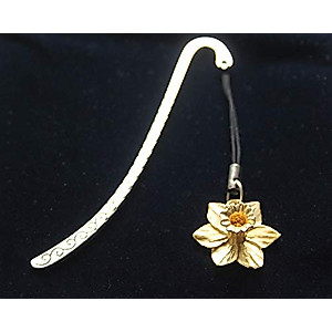 Gold Plated Daffodil Metal Bookmark with Gift Pouch
