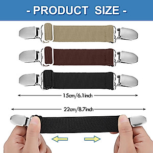 Eurzom 6 Pcs Pant Waist Tightener Waist Cinch Clip Belt Adjustable Elastic Pant Clip Women Men(Black, Brown, Dark Brown)