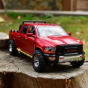 RAM 1500 Pickup Truck Toys for Boy Age 4-7 Diecast Metal Model Trucks Open Door Pull Back Toy Cars with Lights and Sound Gift for Kids 3-8 Years