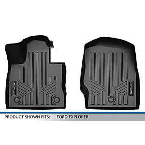 SMARTLINER Custom Fit Floor Mats 1st Row Liner Set Black Compatible with 2020-2023 Compatible with Ford Explorer Fits 6 and 7 Passenger Models