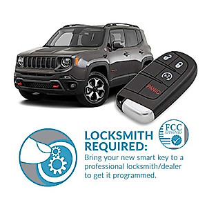Keyless2Go Replacement for 4 Button Proximity Smart Key for Jeep Renegade M3N-40821302 735636994