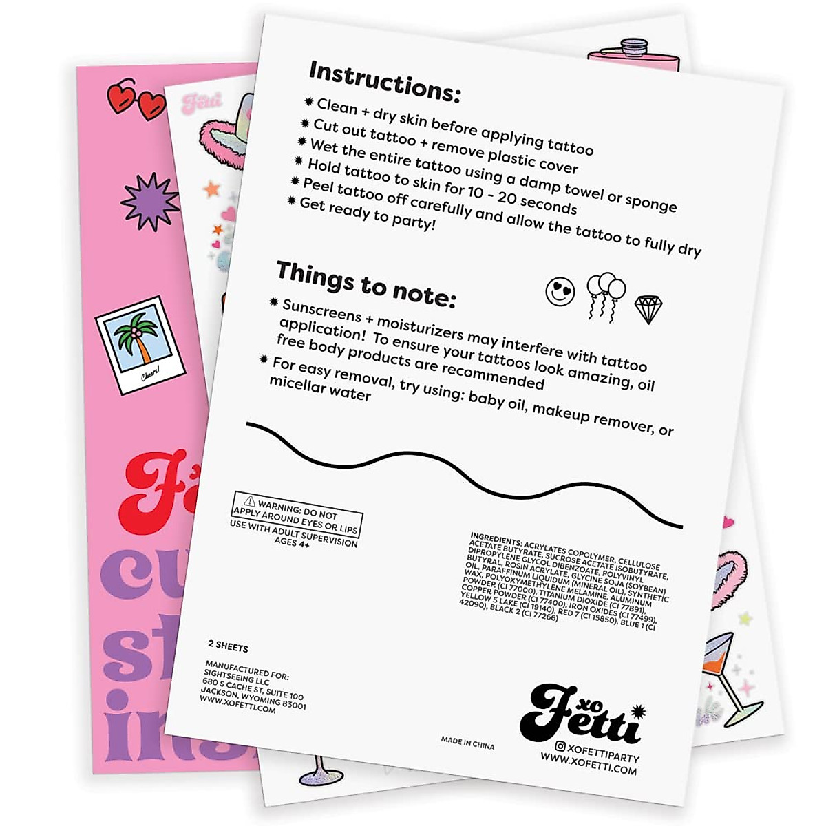 xo, Fetti 21st Birthday Party Decorations Temporary Tattoos - 48 pcs | Fun Bday Girl Party, Finally 21, RIP Fake ID, HBD, Disco Cowgirl Party, Twenty One Tiara