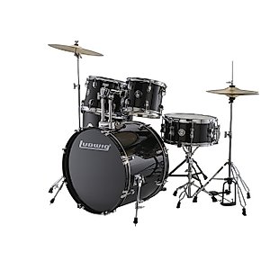 New Ludwig LC170 Accent Fusion Complete 5 Piece Drum Set Kit with Hardware & Cymbals (Black)