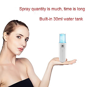 Nano Facial Mister, Portable Mini Cool Mist Facial Steamer Moisturizing Hydrating Face Sprayer for Skin Care, Makeup, Cleaning Pores, Eyelash Extensions, Summer Cool (White)