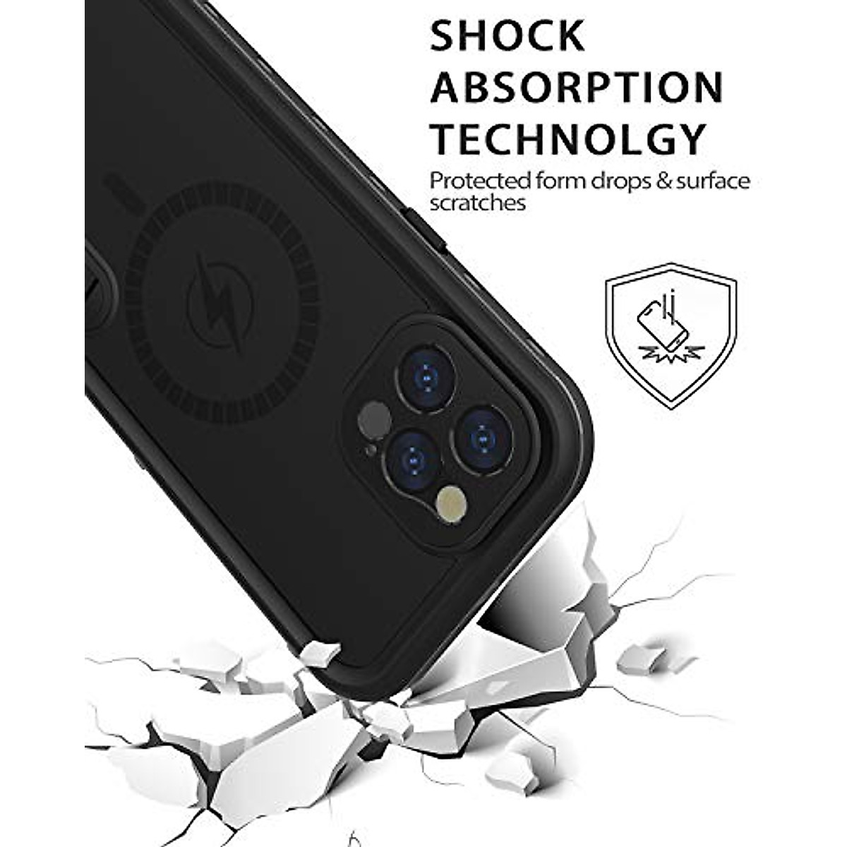 Diverbox Design for iPhone 12 Pro Max Waterproof Case with Kickstand, Durable Shockproof Phone Case Cover with Built in Screen Protector for iPhone 12 Pro max 6.7'' Only (Black)