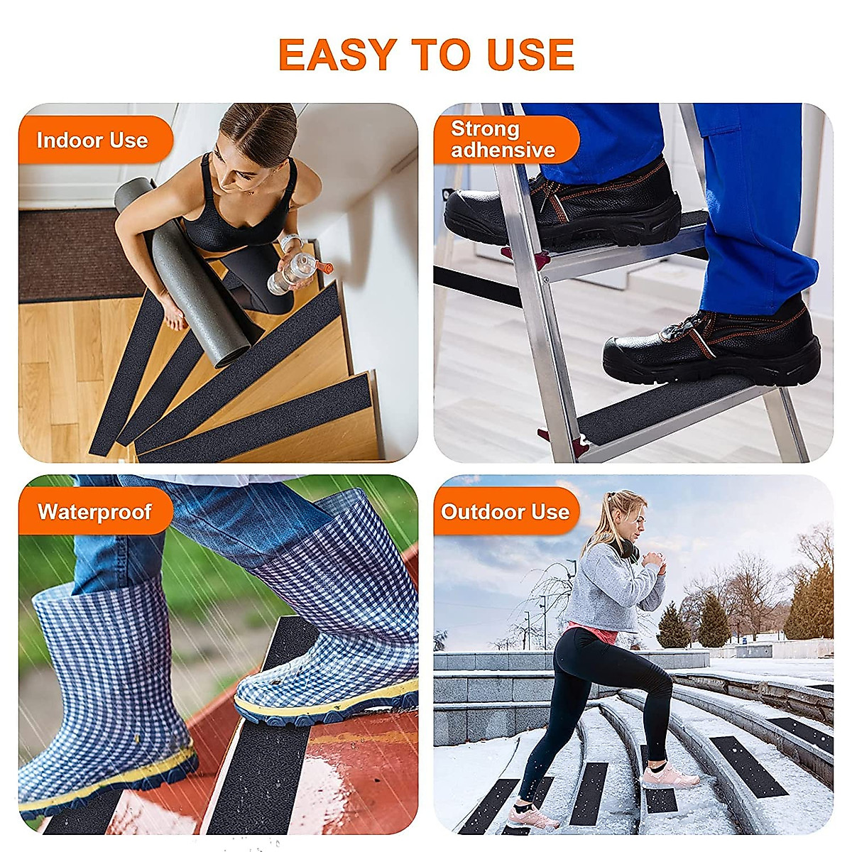 Anti Slip Traction Tape Outdoor 2 in x 60 Foot, Non Slip Safety Tape for Steps, Grip Tape for Stairs, Tread Tape Use on Walkways, Stairs, Ramps and Decks