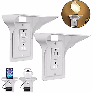 OTTECA Outlet Shelf, Wall Outlet Holder, Home Wall Shelf Organizer for Outlets, Decor outlets, Bathroom Outlet Shelves - Supports up to 10lb (White, Pack of 2)