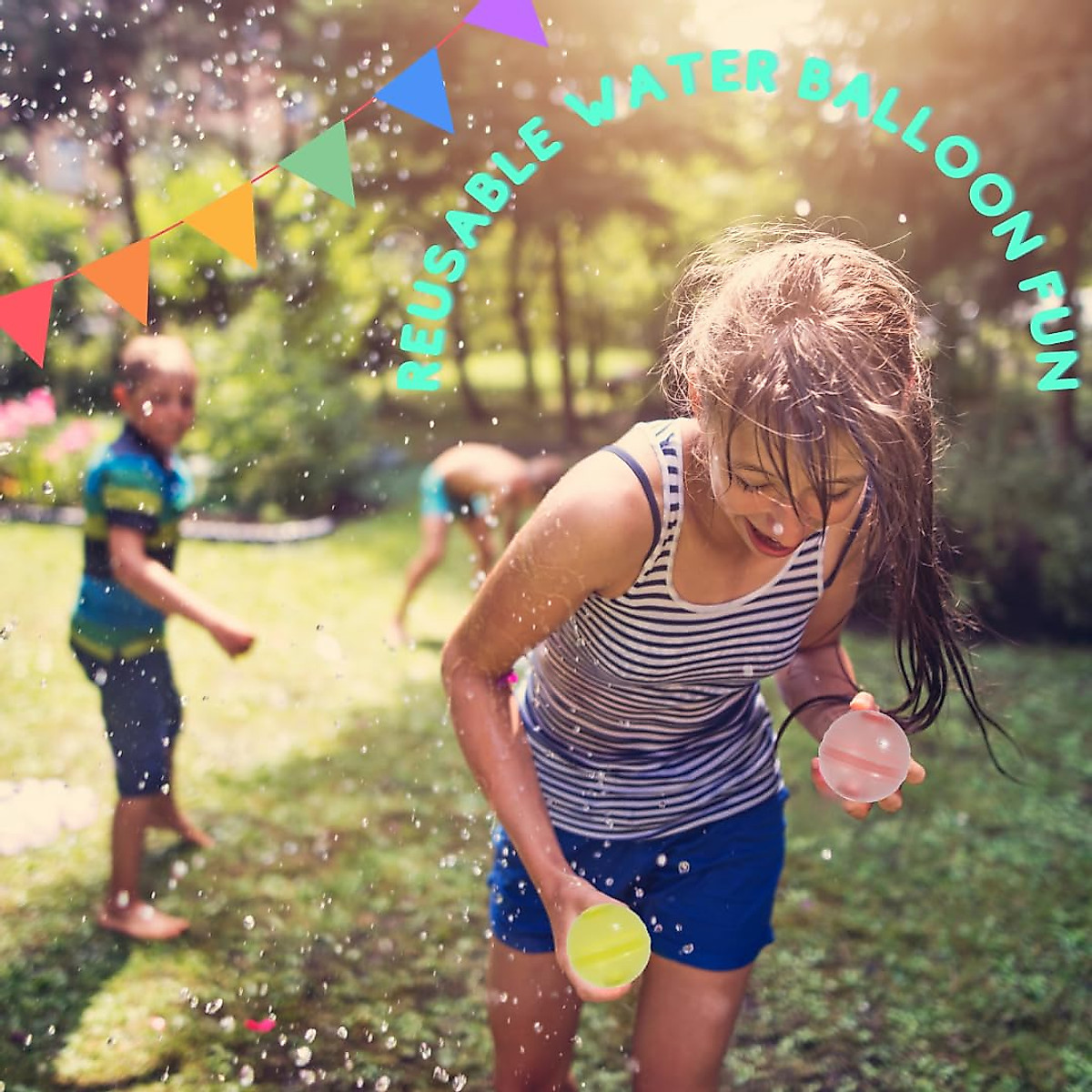 Glowing Reusable Water Balloons for Kids, Self Sealing Easy Quick Fill Water Balloons, Refillable Water Balloons Summer Outdoor Toys for Boys Girls, Outdoor Water Game Toys, RGB Glow In The Dark