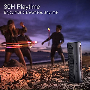 Ortizan Portable Bluetooth Speaker, IPX7 Waterproof Outdoor Wireless Speaker with 24W Loud Stereo Speakers, 30H Playtime, Colorful LED Lights, Dual Pairing, 100ft Bluetooth Range for Home, Travel
