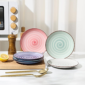 Selamica Ceramic Dessert Plates Set of 6, Small Salad Plates 6 Inch Appetizer Plates for Kitchen, Small Dinner Plates/Dishes for Cake Snacks Side Dish, Microwave Dishwasher Safe, Gradient Color