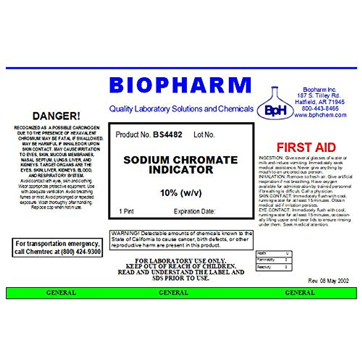 Sodium Chromate Indicator 10% w/v — 500 mL (1.06 Pint)