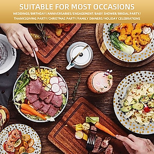 CENLBJ White and Gold Paper Plates,7INCH Gold Dot Dessert Plates,Disposable Party Supplies Suitable for Weddings,Birthdays,Bridal Parties,All Occasions(100 PCS)