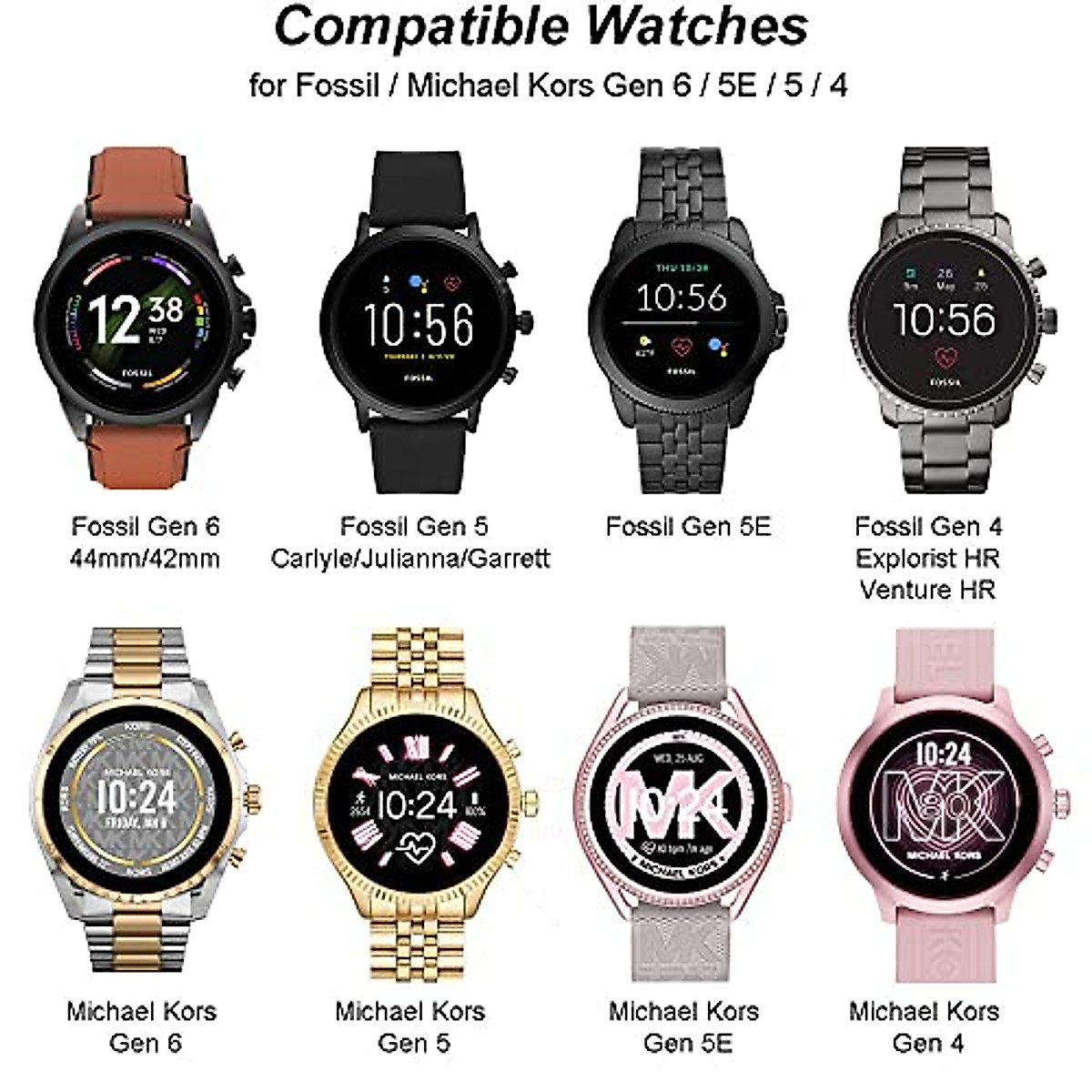 Charger for Fossil Gen 6 / Gen 5 / Gen 4 / Sport, for Michael Kors Gen 6 / Gen 5E / Gen 5 / Gen 4 Smartwatch Magnetic Charging Cable (1, White)