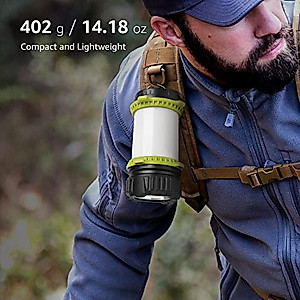 Lighting Ever LED Camping Lantern Rechargeable, Flashlight with 500LM, 5 Light Modes, 2600mAh Power Bank, IPX4 Waterproof, for Hurricane Emergency, Outdoor, Hiking and Home, USB Cable Included