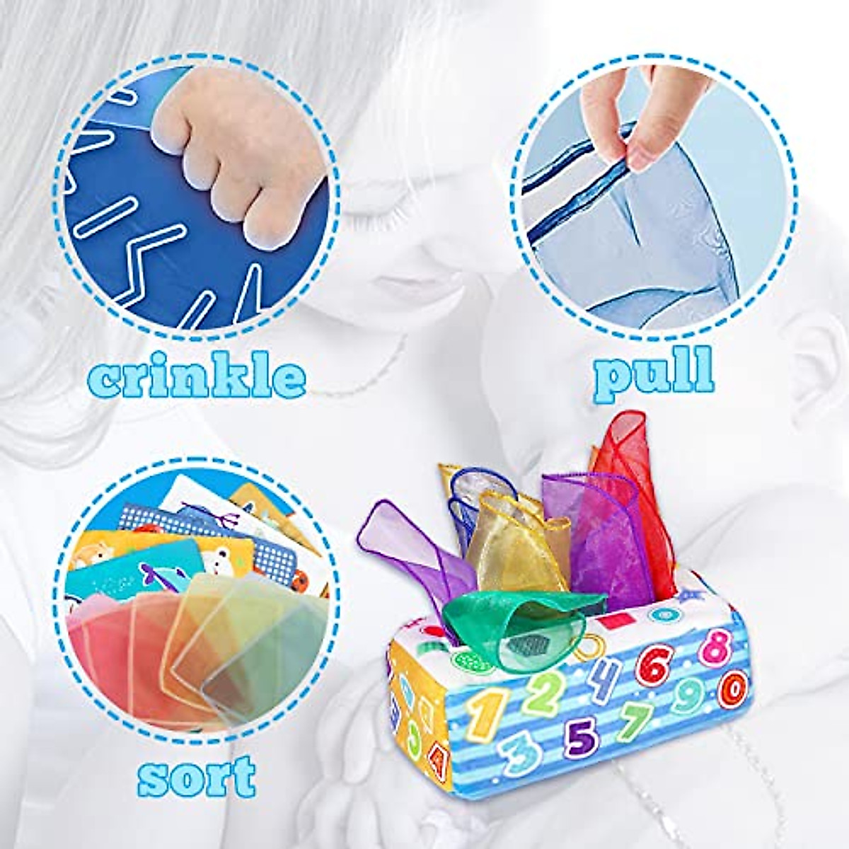 Carreuty Baby Tissue Box Toy for Babies Montessori Toy for Baby and Toddlers Sensory Toy Magic Baby Toy Learning Toy Educational Toy Kids Early Learning Toys Baby Gifts 30 PCS