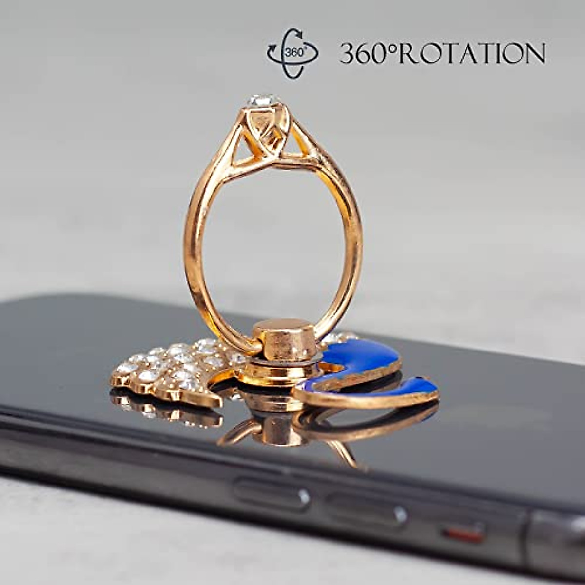 [2 Packs] Swan Glitter Bling Bling Phone Ring Holder, Sparkle Phone Ring Grip Artificial Diamond Stand,Rhinestone Cell Finger Ring for Phones,Pad