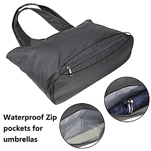 ZOOEASS Women Fashion Large Tote Shoulder Handbag Waterproof Tote Bag Multi-function Nylon Travel Shoulder(Grey)