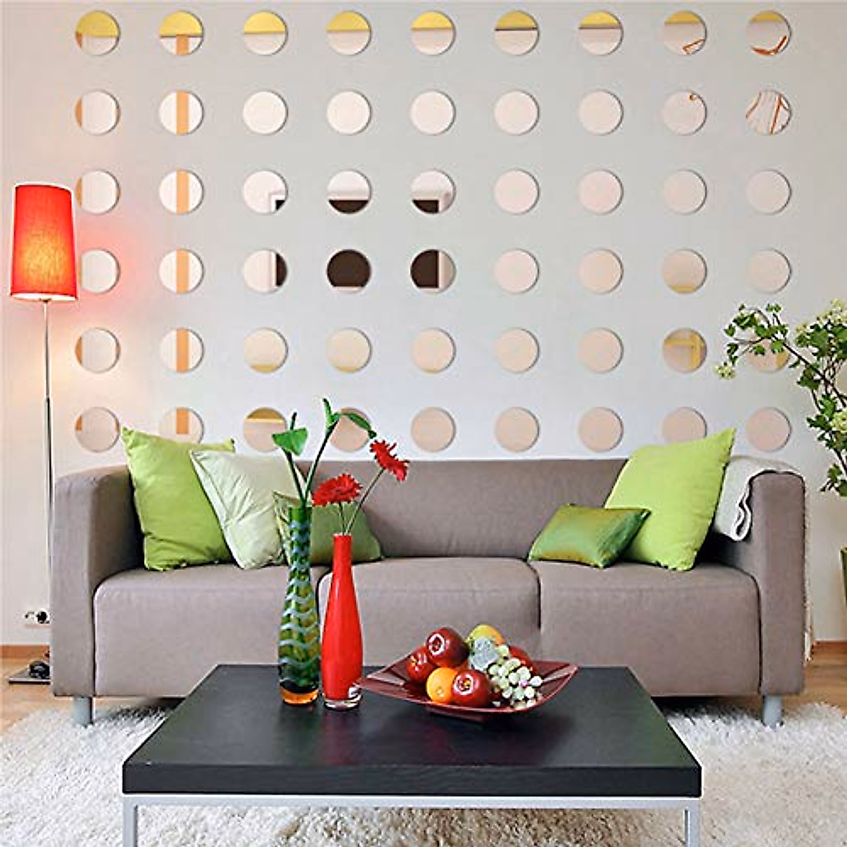 Silver Wall Decal Dots - Round Circle Art Glitter Acrylic Mirror Wall Sticker - DIY 3D Wall Decor Dots Baby Nursery Room Ceiling Bedroom Decoration 100 Decals （3cm）