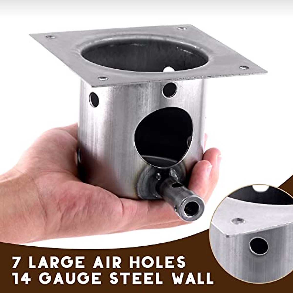 Wokape 6Pcs Heavy Duty Stainless Steel Fire Burn Pot Replacement Parts Set,Icluding 1Pcs Fire Burn Pot and 5Pcs Screws for Grill BBQ Smoker