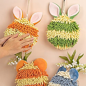 ALSAM 2 PCS Soft Chenille Hanging Hand Towels,Kitchen Hand Towels with Loop,Bathroom Hand Towels Hanging,Quick Dry Cloths for Cleaning,Soft Absorbent Microfiber Hand Towels (Blue)