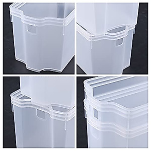 Wekioger 6 Pack Plastic Pantry Stacking Storage Bins, Clear Versatile Organizing Bin