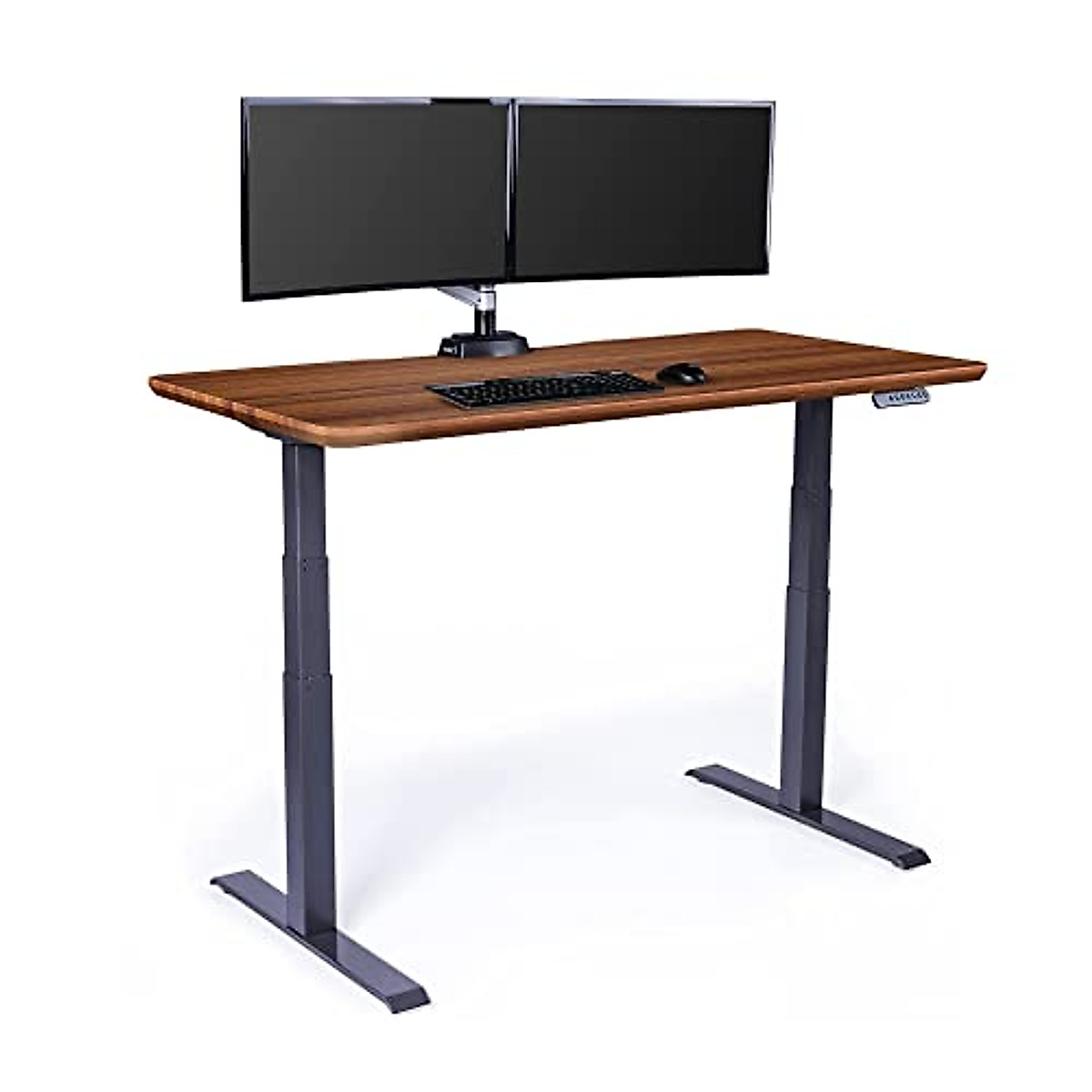 Vari- Standing Desk Adjustable Height (60" x30')- Electric Sit-Stand Computer Desk for Work or Home Office- Dual Motor with Memory Presets- Adjustable Desk from Varidesk- Darkwood