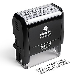 Custom Address Stamp - 20 Font Options - 3 Line Self-Inking Address Stamp - Up to 3 Lines of Customized Text | Multiple Ink Color Options (Large)