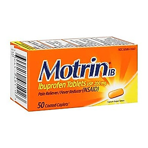 Motrin IB Ibuprofen Tablets, 200 Mg, 50 Count (Pack of 2)